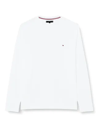Tommy Hilfiger Herren Langarmshirt Stretch Slim Fit Langarm, Weiß (White), XXL