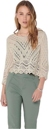 Jacqueline de Yong JdY Damen Jdynew Sun 3/4 Cropped KNT Noos Strickpullover, Tapioca, XS EU