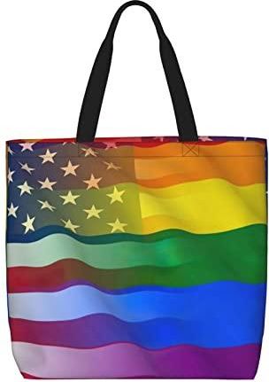 Generic Sac De Courses Drapeau Arc-En-Ciel Lgbt Sac Enfant R&eacute;utilisable De Grande Capacit&eacute; Sacs En Toile Pour Femmes, Pour Voyage, &Eacute;cole, Tous Les Jours, Bure