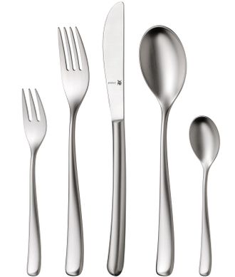 WMF Vision Besteck Set 12 Personen, 66 teilig, 60 Teile mit Servierbesteck, Hohlheftmesser, Cromargan protect mattiert, kratzbeständig, spülmaschinenfest