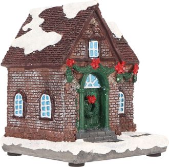 Emoshayoga LED-beleuchtetes Weihnachtsdorfhaus Im Vintage-Stil, Exquisites Dekoratives Schneehaus f&uuml;r Heimdekorationsgeschenke, Harzmaterial, f&uuml;r Kleine G&auml;rten, 