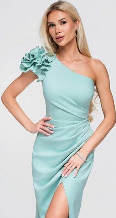 Ombre Abendkleid Damen Abendkleid mit asymmetrischem Ausschnitt Sage S (kein Set, 1-tlg) Dekorative Applikation