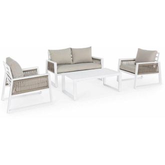 BIZZOTTO Gartenlounge Set Captiva aus Aluminium mit Kunststoffseilen f&uuml;r den Au&szlig;enbereich -Weiss
