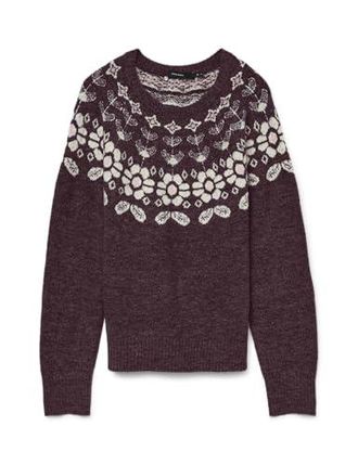 Vero Moda Vmsimone Ls Nordic Pullover GA Rep Boo Pull, Vin, M Femme