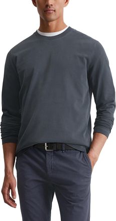 Marc O'Polo Herren Langarmshirt aus Bio-Baumwolle mit Rundhalsausschnitt, Blau (Dark Navy), XS