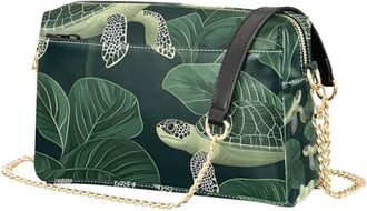 Mnsruu Sacs à bandoulière en cuir pour femme, motif tortue tropicale, sac à main