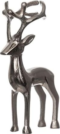 Brandsseller Figurine de Décoration Renne en Aluminium Cerf Présentoir Décoration de Noël - Argenté - Hauteur: 15 cm