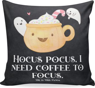 Mr. & Mrs. Panda Sitzkissen Kaffee Gespenst - Geschenk, Pumpkin Spiced Latte, Martinssingen, Sofakissen, Dekoration, Trick or Treat, Halloween