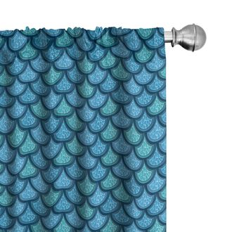 Abakuhaus Fischschuppen Vorh&auml;nge, Gardinen, Wassertropfens Kreise, Fensterbehandlungen f&uuml;r Wohnzimmer Schlafzimmer Dekor, 2 St&uuml;ck 75 cm b x 175 cm h, Blau und T