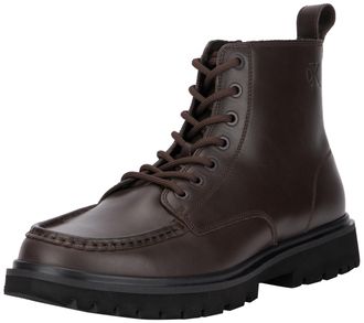 Calvin Klein Herren Mid Boot Stiefel Eva Laceup aus Leder, Braun (Dark Brown/Black), 46