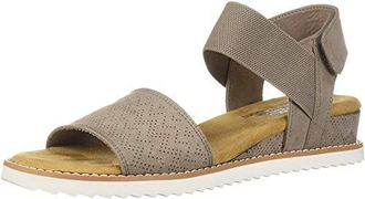 Skechers Femme Desert Kiss-Stretch Quarter Strap Sandal Plate, Taupe Microfiber Suede/Gore Trim, 40 EU