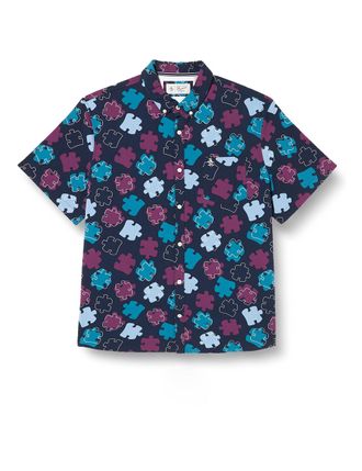 Original Penguin Herren Jigsaw Puzzle Shirt Hemd, Dunkler Saphir, XL