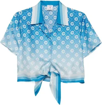 Casablanca Chemise &agrave; cravate monogramme diamant Casablanca