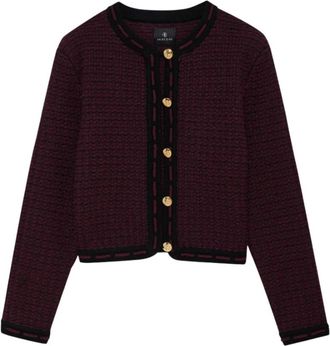Anine Bing Nora Tweed Cardigan - - Knitwear - Damen - Rot - M