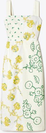 Tory Burch Damen Verziertes Patchwork-Kleid in Wei&szlig;