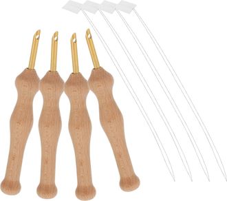 Angoily 4s&auml;tze Sticknadel-Set f&uuml;r Filzprojekte mit Einf&auml;delhaken Geeignet f&uuml;r Applikationen Handn&auml;hen und Stoffarbeiten Ergonomischer Holzgriff f&uuml;r Bequemes S