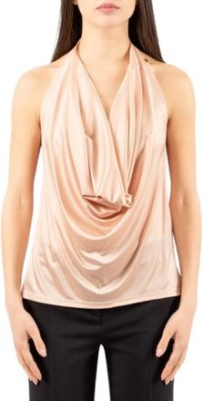 Elisabetta Franchi Femme, Blouses et Chemises, Beige, Taille: 36 FR Haut dos nu drap&eacute;