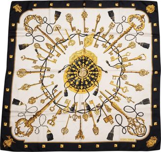 Herm&egrave;s T&uuml;cher & Schals - Hermes Classic Les Clefs Silk Carre 90 Scarf Tuc - Gr. unisize - in Schwarz - f&uuml;r Damen