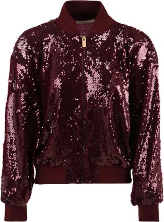 Akep Femme, Vestes, Rouge, Taille: 34 FR Sequin Bomber Jacket