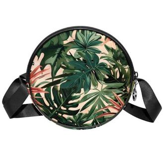 Generic Sac &agrave; bandouli&egrave;re Circle pour femme, petit sac &agrave; bandouli&egrave;re jungle, sac &agrave; dos avec fermeture &eacute;clair, bretelles r&eacute;glables, sac &agrave; main rond d&eacute;contract&eacute;