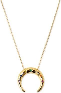 Singularu Collier Moonset Colors. Argent Sterling avec Finition Plaqu&eacute; Or 18Kt et Zirconiums. Cha&icirc;ne avec Pendentif. Bijoux pour Femme
