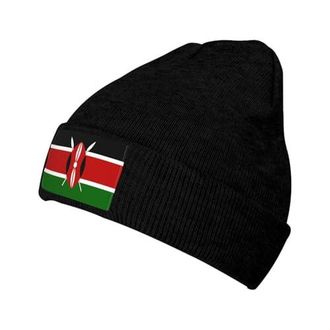Generic Bonnet Chaud Tricot&eacute; &Agrave; Imprim&eacute; Kenya Drapeau Unisexe Neutre sans Bords Repliable Confortable Respirant pour Running Ski Loisirs Quotidiens