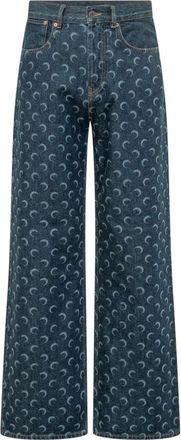 Marine Serre Homme, Jeans, Bleu, Taille: XL Moon Laser Denim Jeans droits