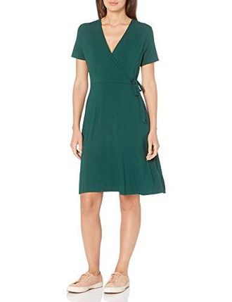 Amazon Essentials Robe Effet Cache-coeur à Manches Courtes Femme, Vert Jade, XXL