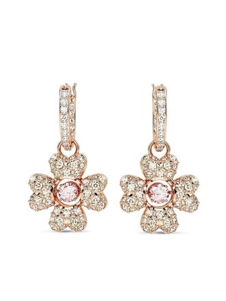 Swarovski Creolen mit Blumen - Rosa