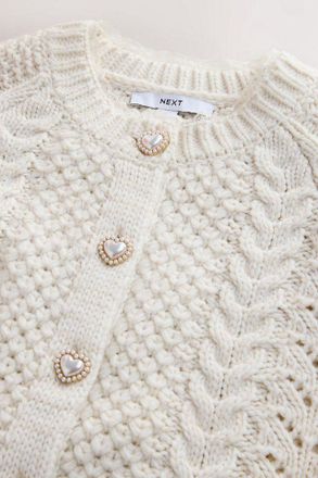 Next Cardigan Strickjacke mit Spitzenbesatz und Zopfmuster (1-tlg)