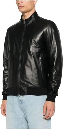 Barba Homme, Vestes, Noir, Taille: L Veste Bomber en Cuir