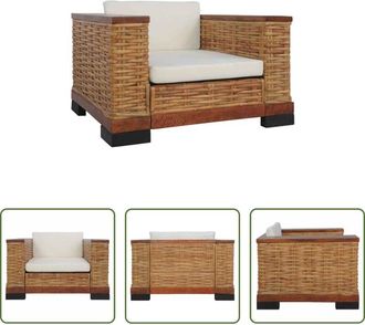 vidaXL Rattan - Sessel mit Kissen Braun Natur Rattan
