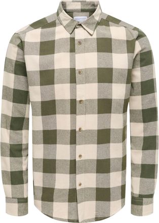 Only & Sons Kariertes Holzf&auml;ller Hemd Basic Langarm Flanellhemd Freizeit Karo Slim Fit Shirt Baumwolle ONSGUDMUND, Farben:Gr&uuml;n, Gr&ouml;&szlig;e Hemd:XXL