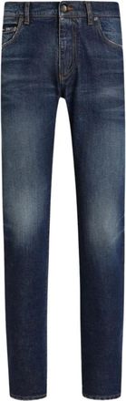 Dolce & Gabbana Homme, Jeans, Bleu, Taille: 2XL Slim Plaque Denim Jeans