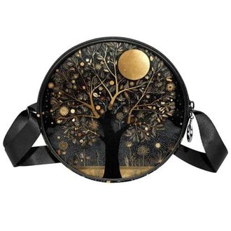 Generic Petit sac &agrave; bandouli&egrave;re circulaire pour femme, petit sac &agrave; bandouli&egrave;re dor&eacute; avec fermeture &eacute;clair, bretelles r&eacute;glables, sac &agrave; main rond d&eacute;contract&eacute; po