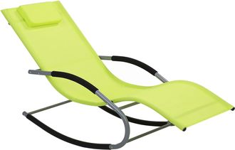Beliani Gartenliege Schaukelliege Liegestuhl Sonnenliege Polyester Limettengrün Carano