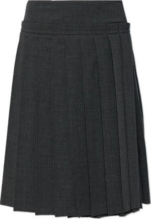Ami Jupe midi pliss&eacute;e en laine - Femme - Jupes - Gris - Taille: 40 FR