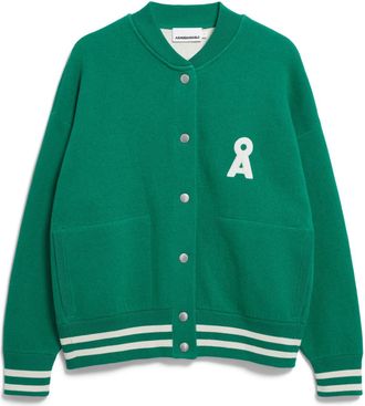 Armedangels Damen Jacke aus Bio-Woll Mix Iconic &Aring; AALISON Oversized Fit Emerald Green-oatmilk