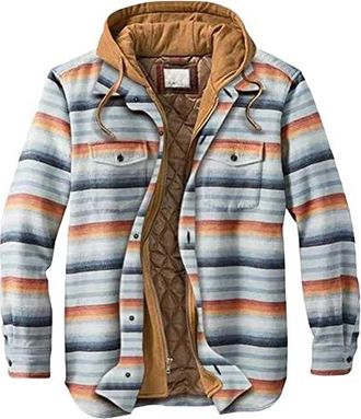 Missmao Homme Casual Hooded Checked DHiver Chaud Polaire Chemise Veste Veste à Capuche Sweats Épaisse Manches Longues à Carreaux Bouton Hoodies Chemise de Bûc