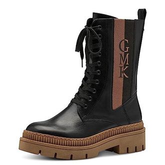 Marco Tozzi by Guido Maria Kretschmer Bottes &agrave; lacets sans talon en cuir synth&eacute;tique pour femme, Black Nature, 40 EU