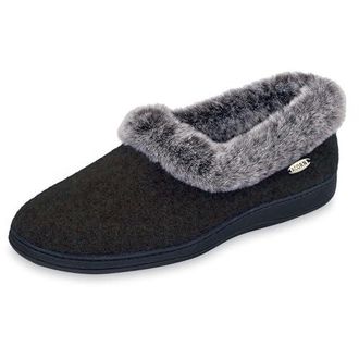 Acorn Womens Chinchilla Collar Slipper (Large / 8-9 B(M) US, Black)