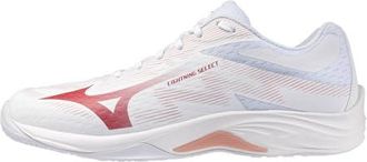 Mizuno Lightning Select Chaussures de Volleyball pour Femme White/Rose Elegance/Lava Falls 34.5