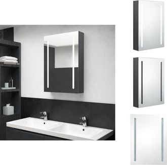 vidaXL LED-Bad-Spiegelschrank Grau 50x13x70 cm - LED-Spiegelschrank - Badezimmermöbel - Kosmetikspiegel - Aufbewahrungsschrank - Grau