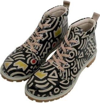Dogo Homme Cuir Vegan Noir Bottines - Abstract Outline Noir Motif