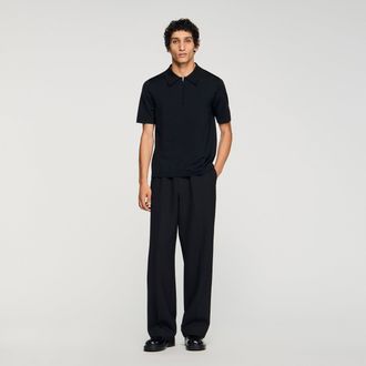 Sandro Poloshirt aus Strick mit Reißverschluss