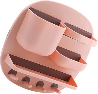 Aboofan Multifunktionaler Badezimmer Organizer Wandregal mit Fächern Ablage und Haken Wandmontierter Aufbewahrungsrack für Bad und Küche Modernes Rosa Design 