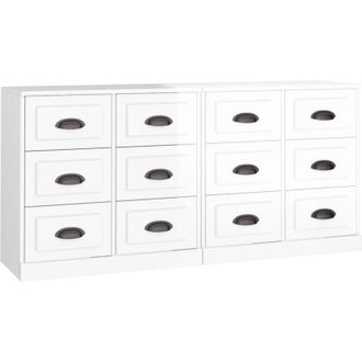 vidaXL Vidaxl - Buffets 2 pcs blanc brillant bois ding&eacute;nierie