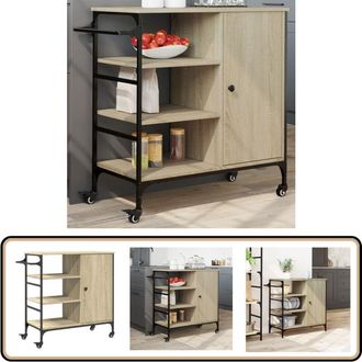 vidaXL Küchenwagen Sonoma-Eiche 87,5x38,5x84,5 cm Holzwerkstoff - Küchenwagen - Holzwerkstoff - Esstisch - Retro Stil - Vintage