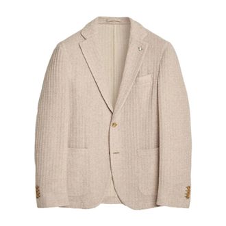 L.B.M. 1911 Beige Jersey Americana Slim Fit - - Jackets - Herren - Beige - M