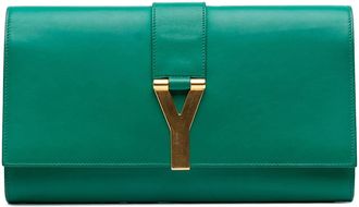 Saint Laurent Clutches - Leather Chyc Ligne Clutch - Gr. unisize - in Grün - für Damen